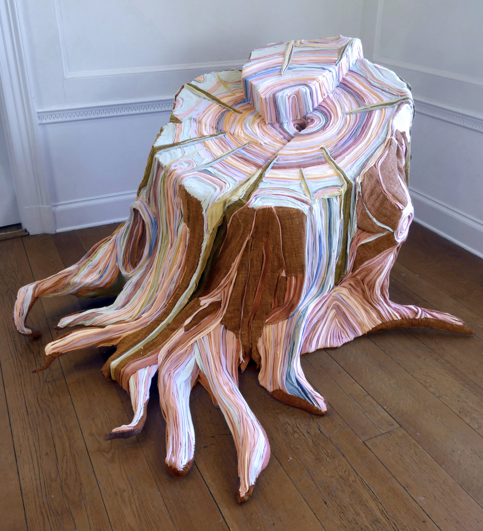 Textile Artist Creates Realistic Tree Stumps from Discarded Clothing ...
