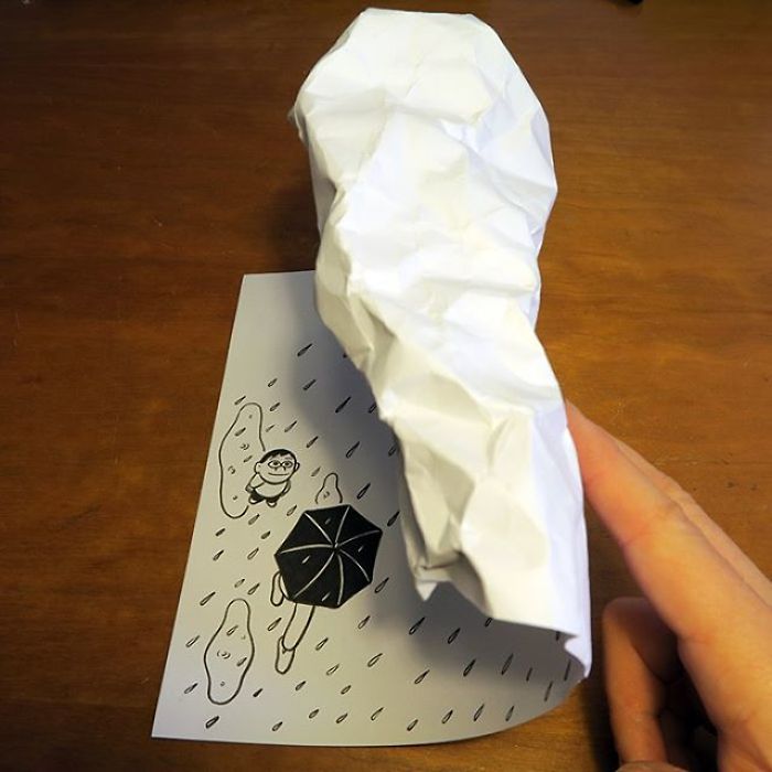 3D Paper Doodles Created With Folds and Rips by HuskMitNavn | artFido
