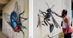 Street Art by Odeith Creates Larger Than Life Anamorphic Insects Around ...