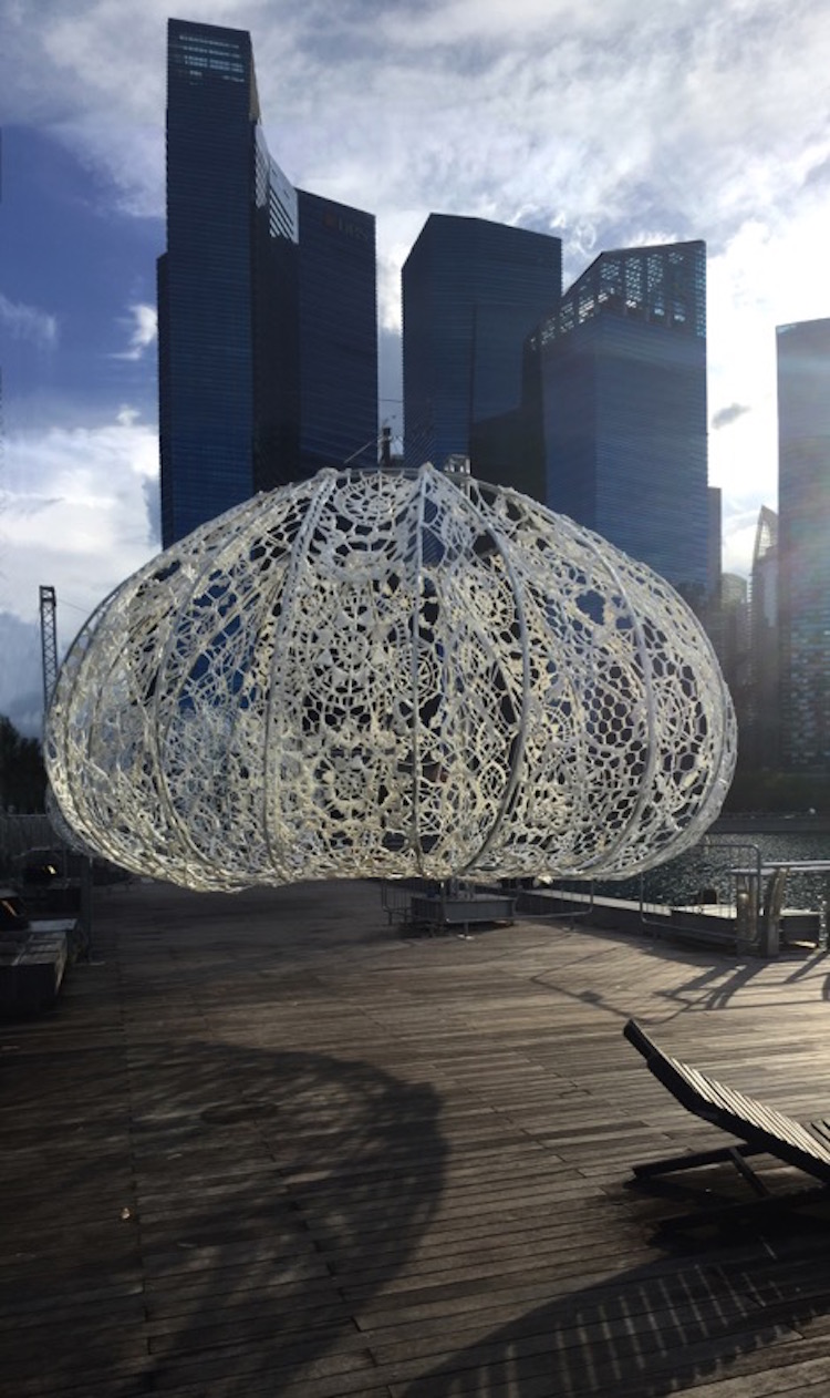 Three Large Crocheted Urchins Decorated Singapore For The iLight Marina ...